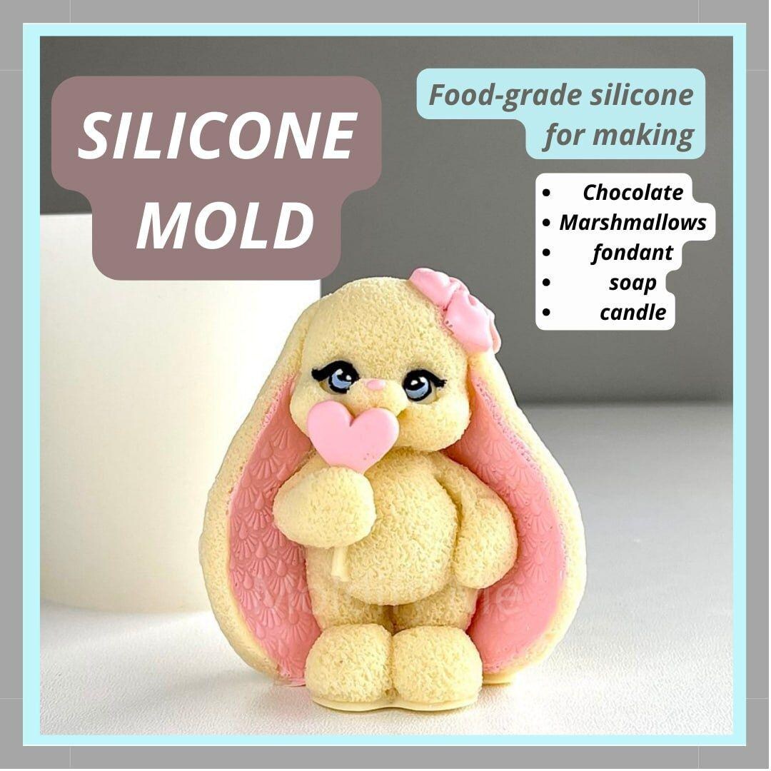 Silicone Mold Bunny, Rabbit Mold for Fondant Chocolate Resin DIY Soap ...