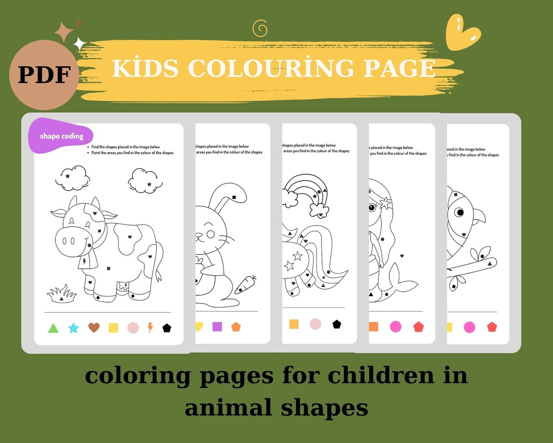 Coloring Page in Animal Shapes - Etsy