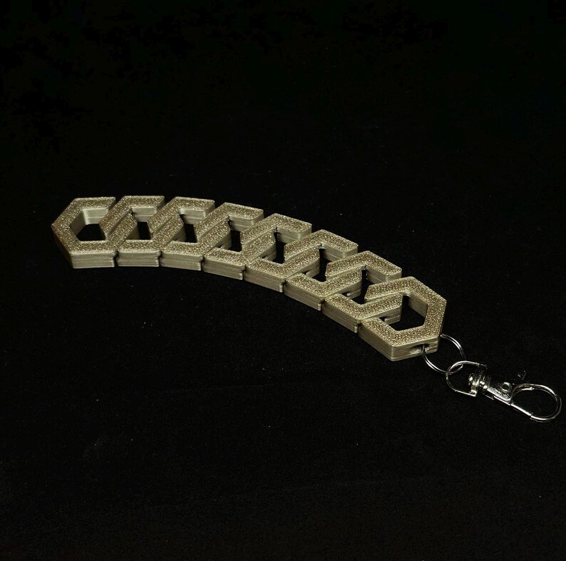 Articulated Hex Keychain, 3D Printed Fidget Chain Keyring, Flexible ...