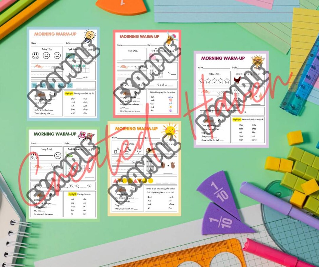 Printable Morning Warm-up Worksheets | Elementary School Daily Starter ...