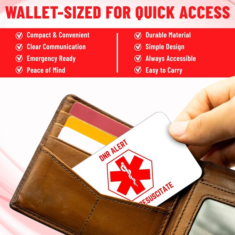 DNR Do Not Resuscitate Medical Alert Wallet Card With Emergency Contact ...