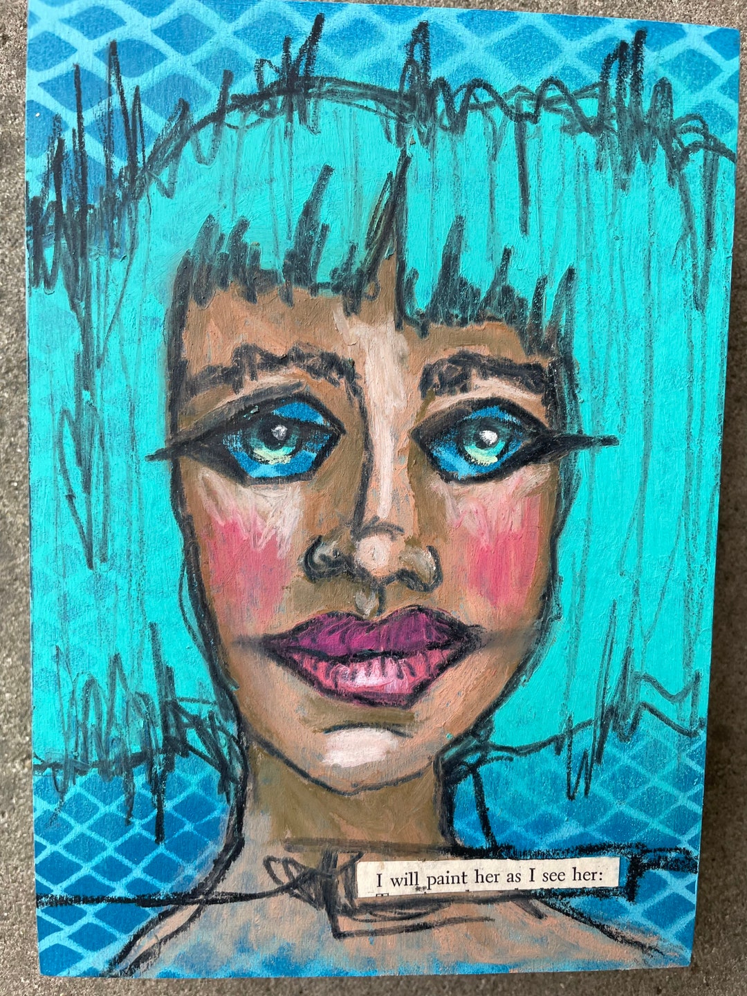The Muse Mixed Media Portrait Painting Drawing - Etsy