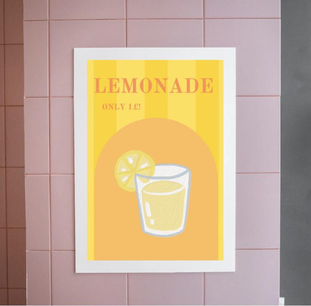 Lemonade Stand Poster, Retro Summer Wall Art, Kids Lemonade Sale Sign ...