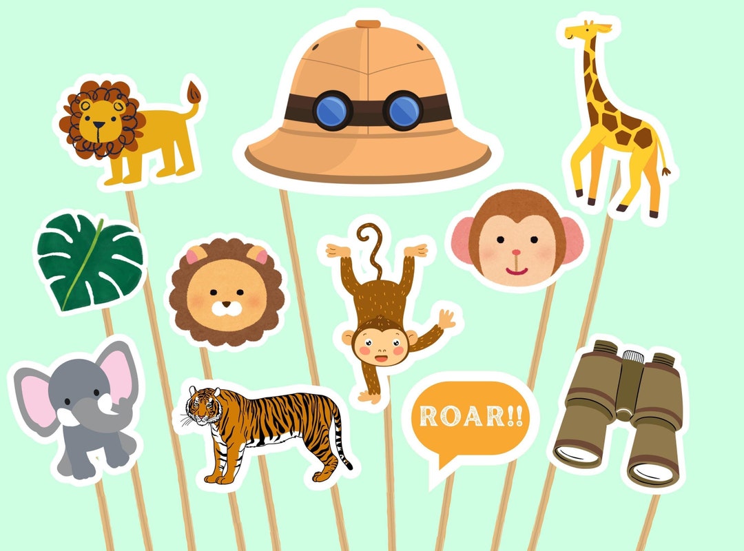 Safari Jungle Printable Photo Booth Props Kids Birthday Party Photo ...