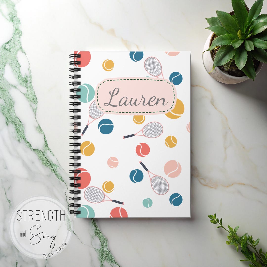 Tennis Spiral Notebook Personalized - Custom Journal, 118 Ruled Line ...