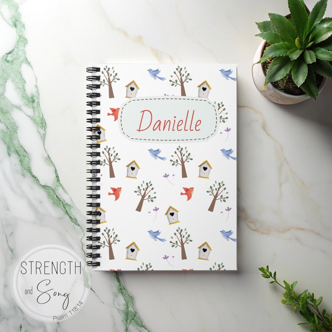 Personalized Birds & Birdhouse Spiral Notebook - Custom Journal, 118 ...