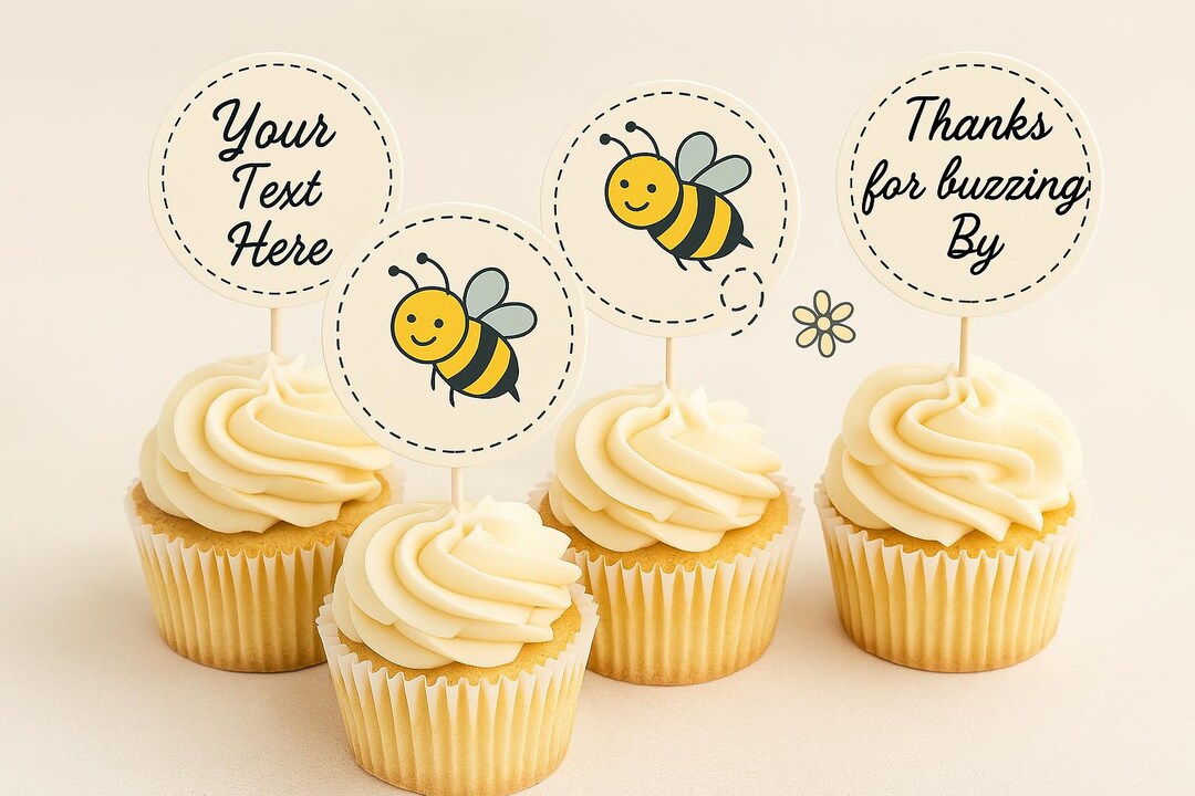 Bee Day Cupcake Toppers | Editable Bumble Bee Birthday Toppers ...
