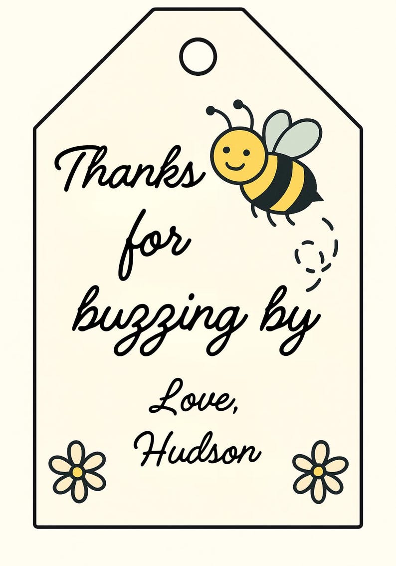 Bee Day Thank You Tag | Editable Bumble Bee Favor Tag | 1st Birthday ...