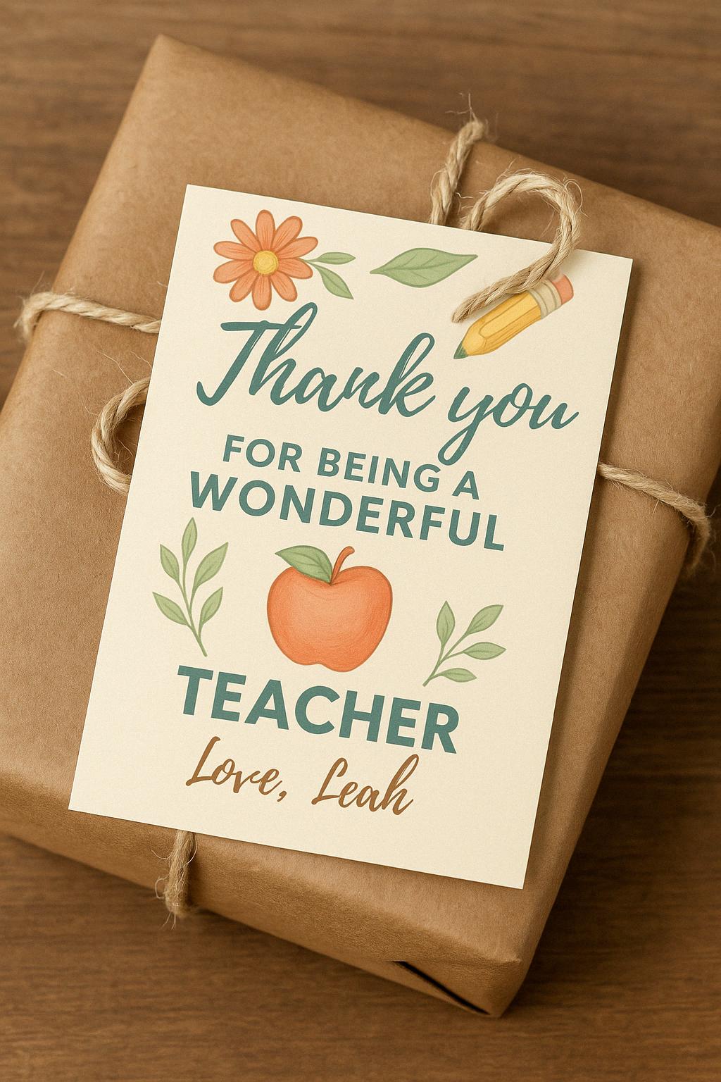 Editable Teacher Thank You Card | Hand-drawn Style | Printable Template ...