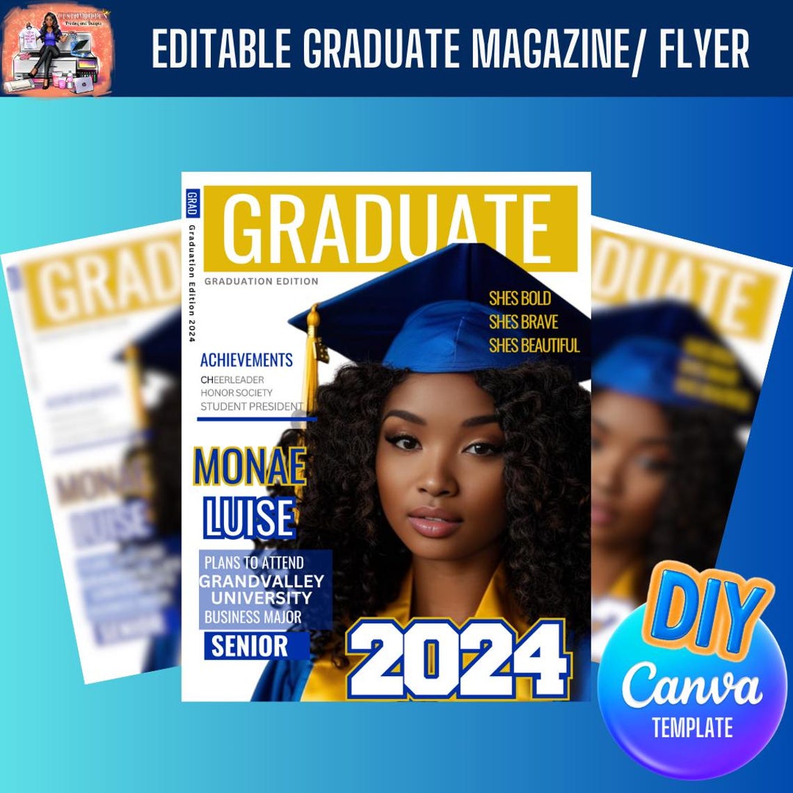 EDITABLE CANVA Graduation Magazine, Graduation Magazine Cover Template ...