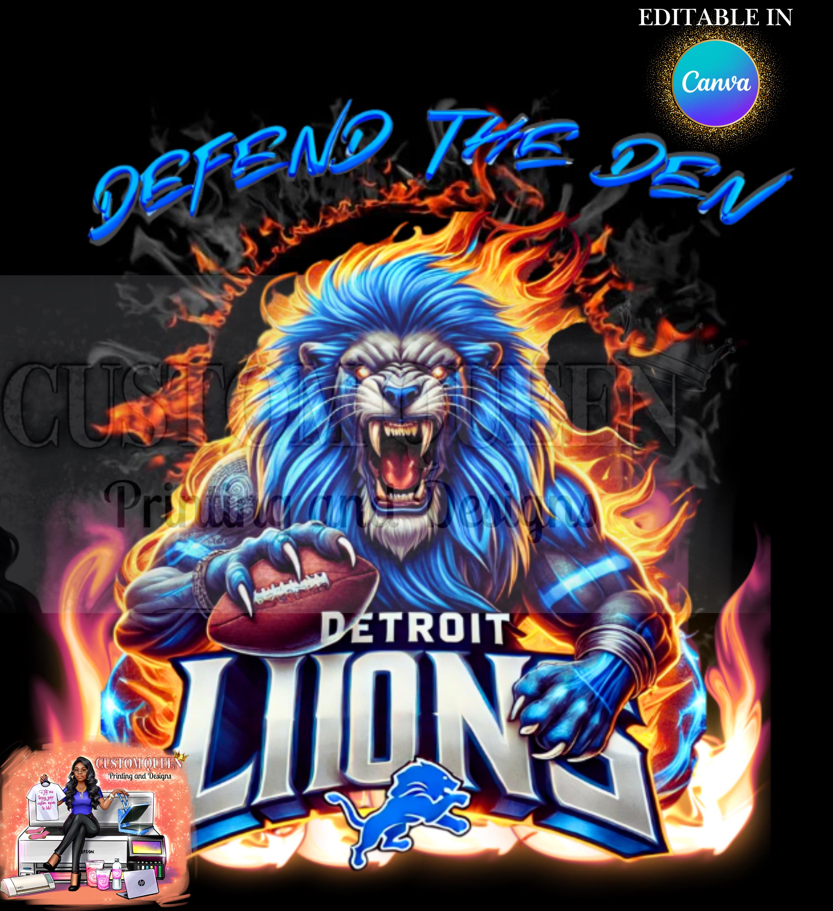 EDITABLE Detroit Inspired "flaming Lion" 3D All Over Sublimation ...