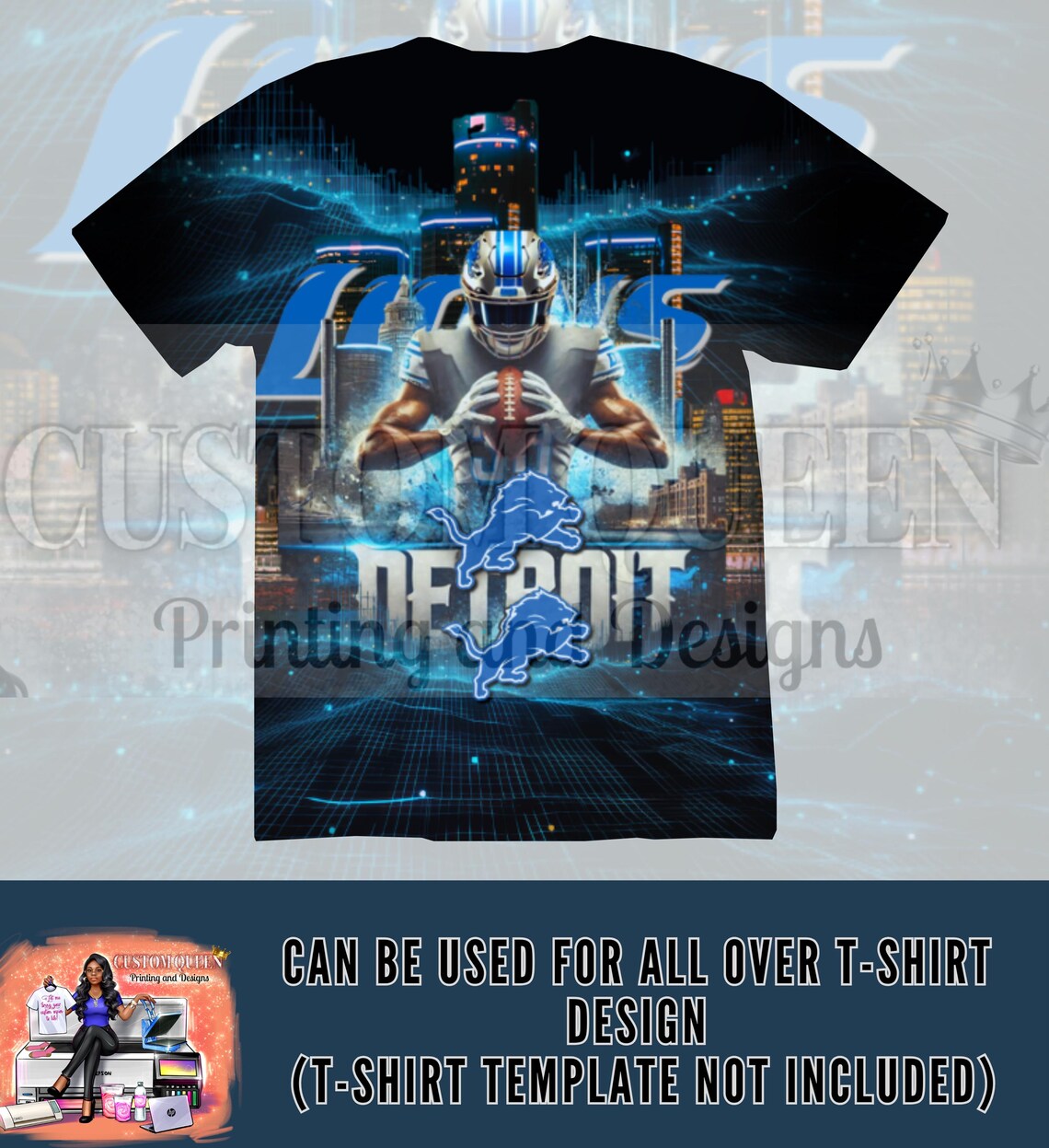 EDITABLE Detroit Lions Inspired 3D All Over Sublimation Design - Etsy