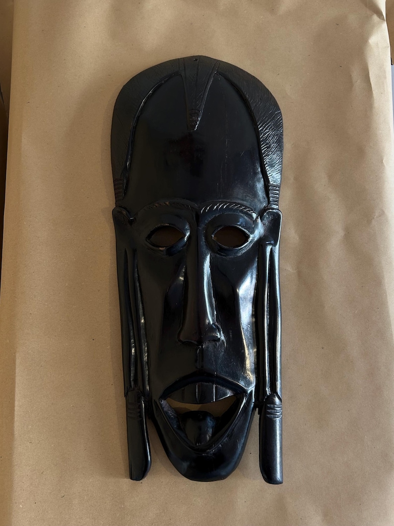 Mahogany Dark Wood African Mask With Intricate Carvings- Wall Decor - Etsy