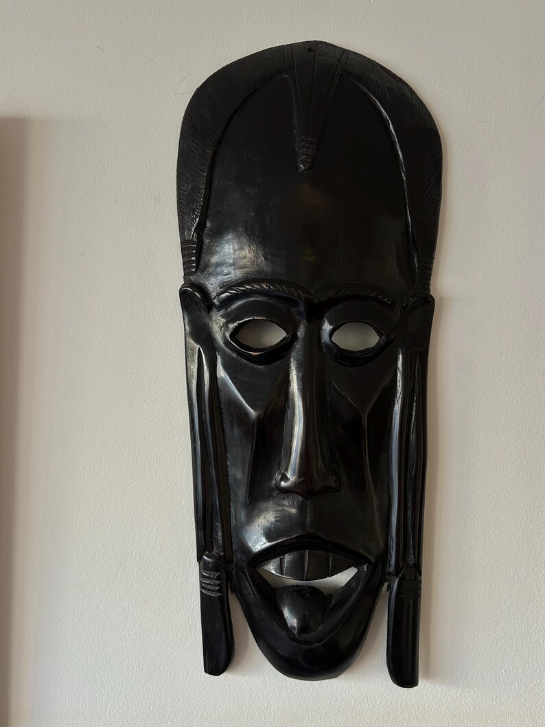 Mahogany Dark Wood African Mask With Intricate Carvings- Wall Decor - Etsy