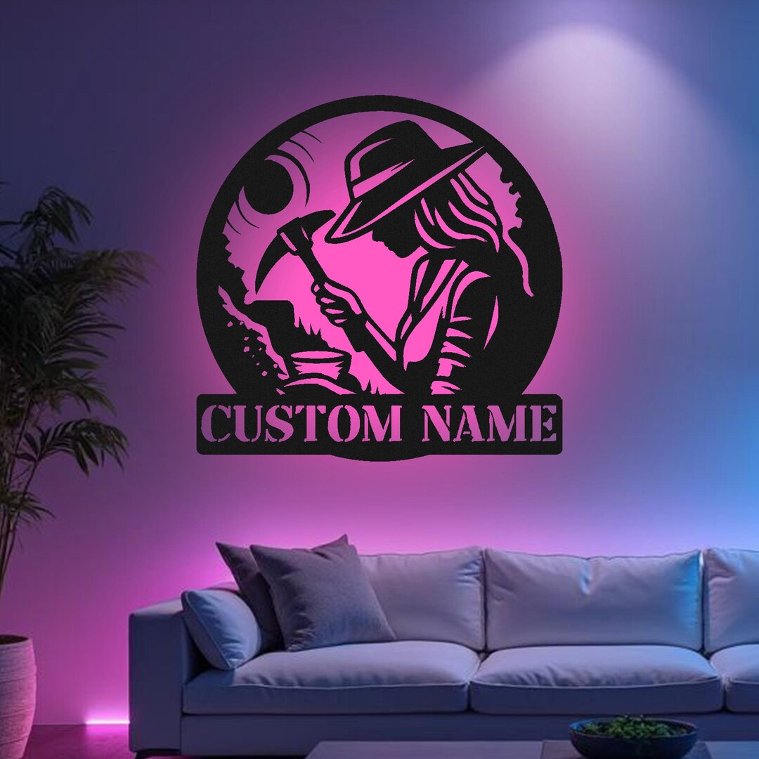 Custom Archaeology Rock Metal Wall Art LED Light Personalized ...