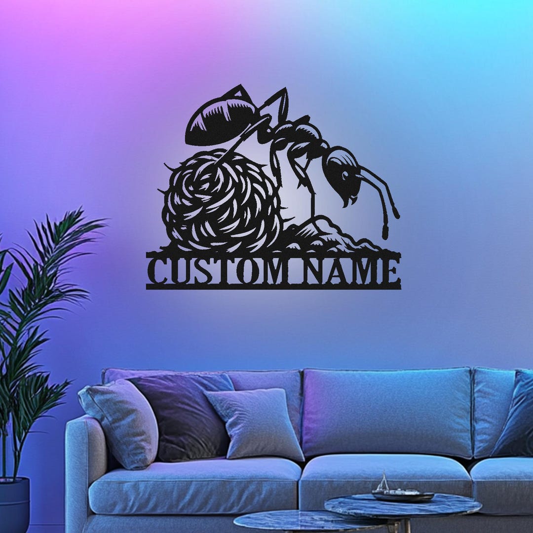 Custom Ant Animal Metal Wall Art LED Light Personalized Ant Animal ...