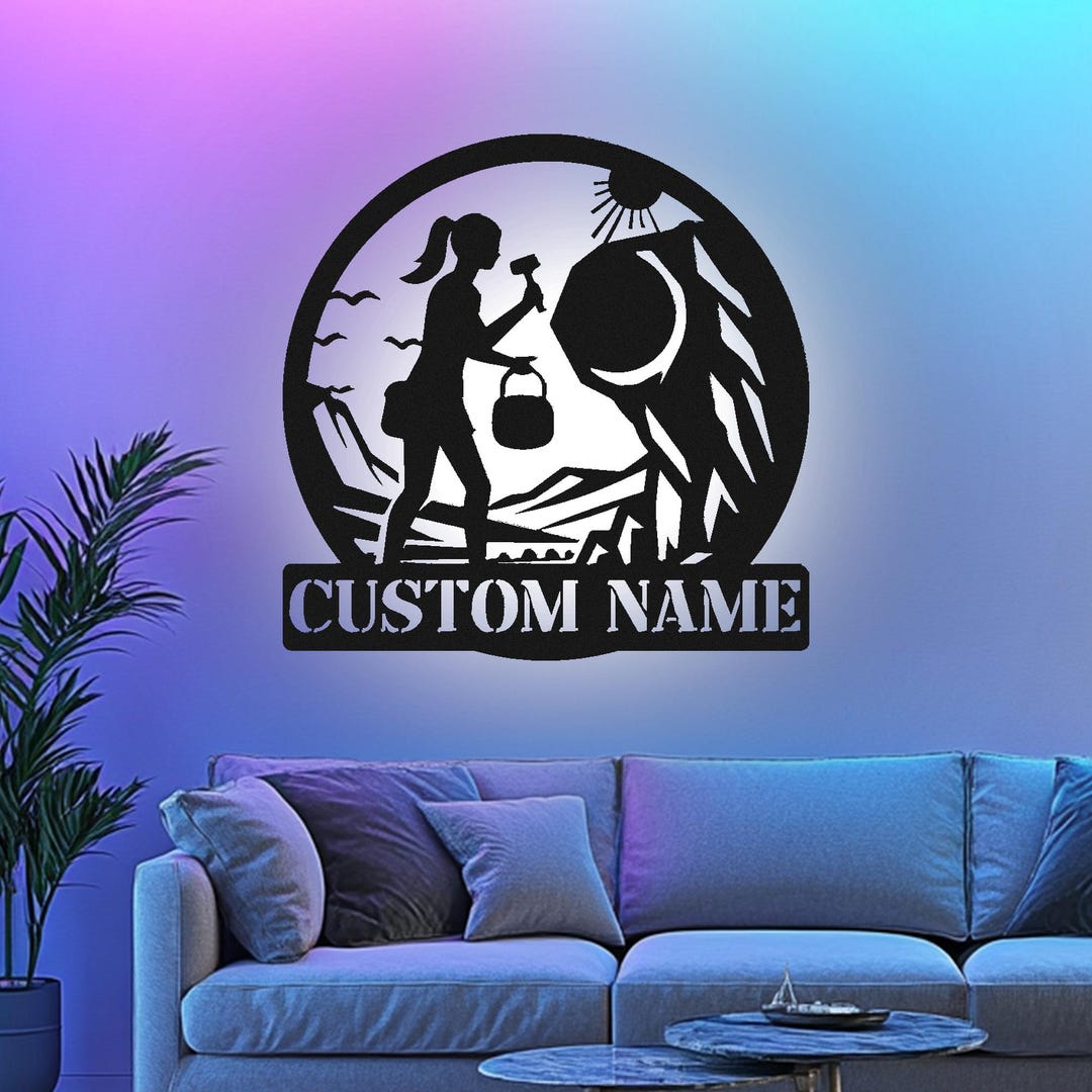 Custom Archaeology Rock Metal Wall Art LED Light Personalized ...