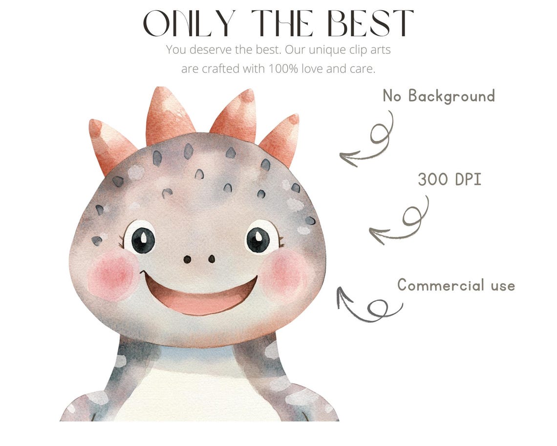 Watercolor Baby Dinosaur Clipart Bundle | Nursery Wall Art (digital ...