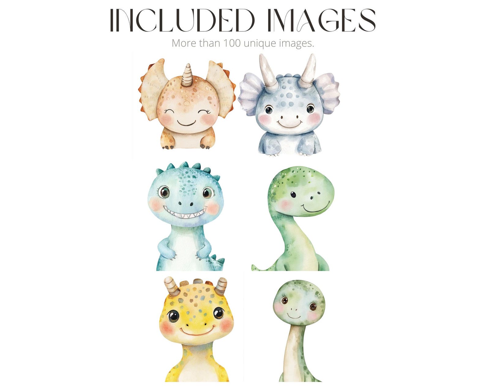 Watercolor Baby Dinosaur Clipart Bundle | Nursery Wall Art (digital ...