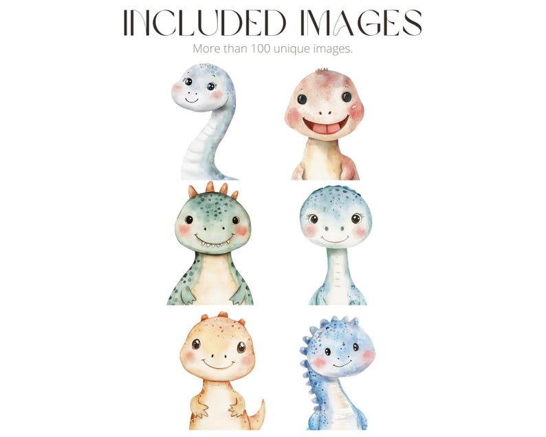 Watercolor Baby Dinosaur Clipart Bundle | Nursery Wall Art (digital ...