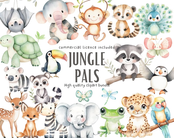 Safari Baby Animals Clipart Set 2, African Animals, Zoo Animals, Jungle ...