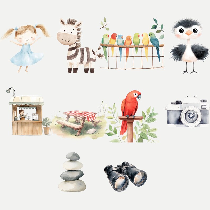 Watercolor Zoo Animals Clipart Set, Safari Animal Digital Download ...