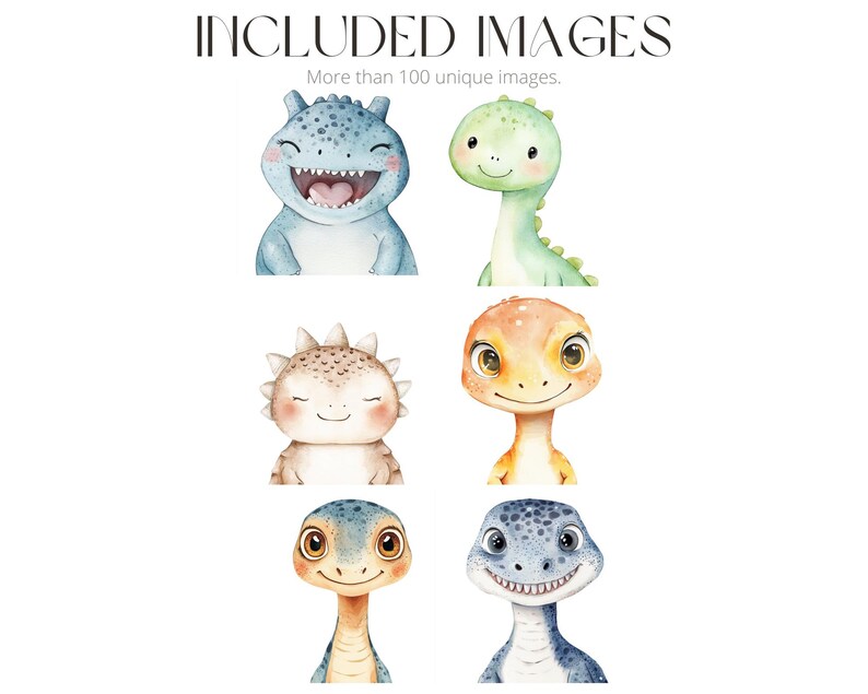 Watercolor Baby Dinosaur Clipart Bundle | Nursery Wall Art (digital ...
