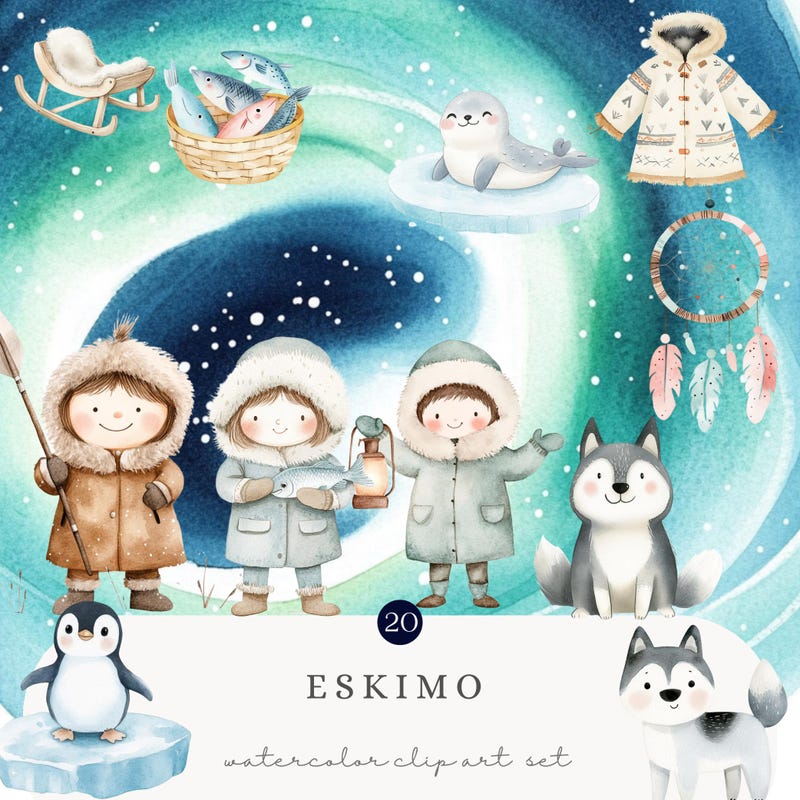 Eskimo Clipart - Etsy