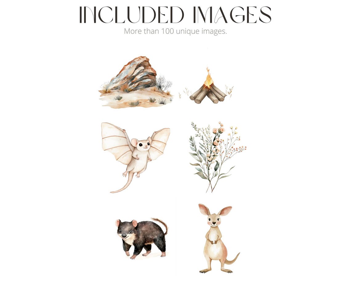 Watercolor Australian Animals Clipart | Kangaroo, Koala & Quokka PNG ...