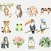 Jungle Safari Watercolor Clipart Set: Kids Animals, Tent (PNG Digital ...