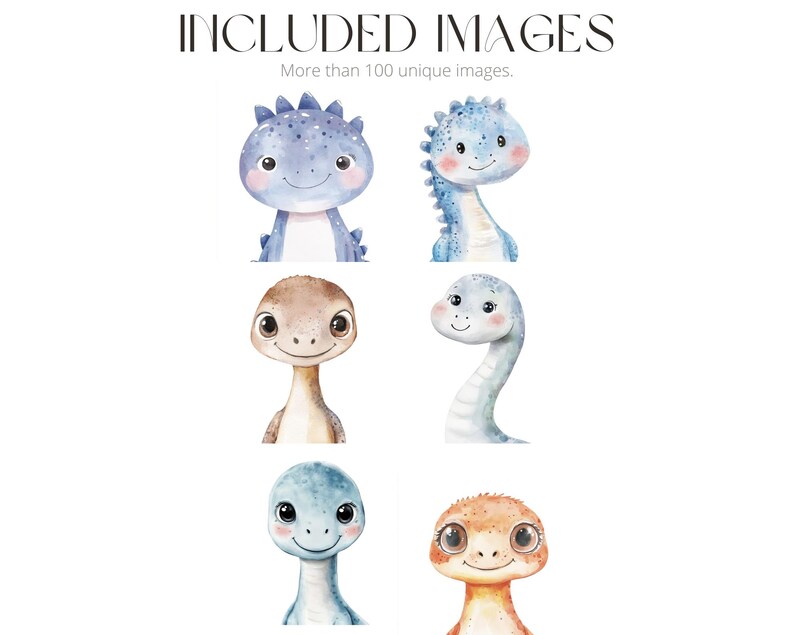 Watercolor Baby Dinosaur Clipart Bundle | Nursery Wall Art (digital ...