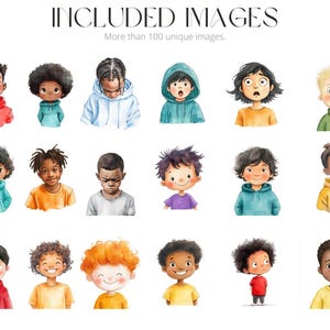 Watercolor Boy Emotions Clipart | Cute Kids Expression Png Set | Happy ...