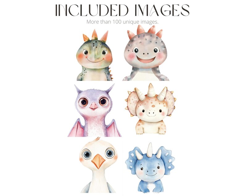 Watercolor Baby Dinosaur Clipart Bundle | Nursery Wall Art (digital ...