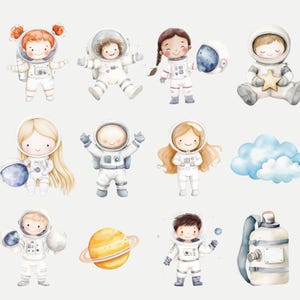 Astronaut Clipart – Watercolor Space Kids PNG, Rockets & Planets - Etsy