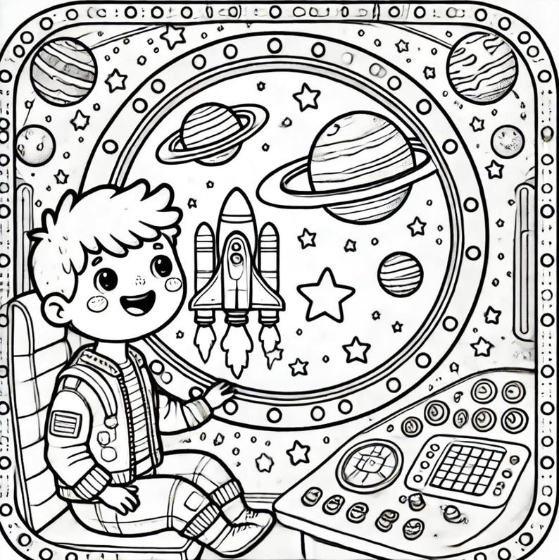 Outer Space Adventure Coloring Book - Etsy