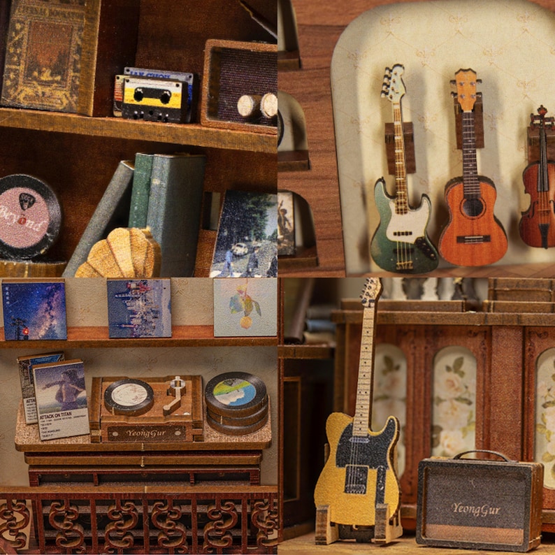 Retro Music Studio Book Nook Kit, DIY Miniature Music Room Rolife ...