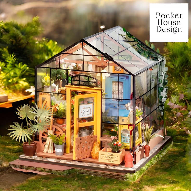 DIY Miniature Greenhouse Kit- Cathy's Flower House With LED Lights ...