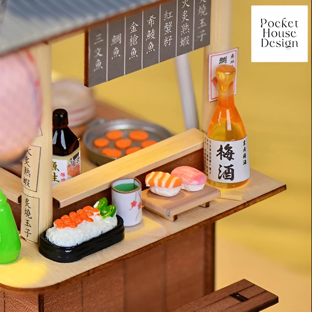DIY Miniature Sushi Bar Kit 1:24 Scale, Mobile Street Shop Diorama With ...
