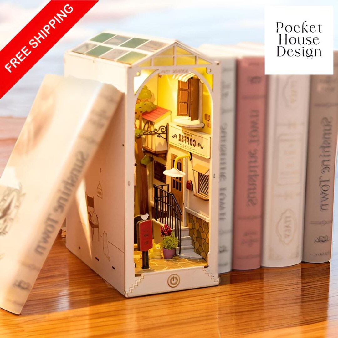 Build Your Own Book Nook DIY Kit Miniature Dollhouse Model Set Sunshine ...