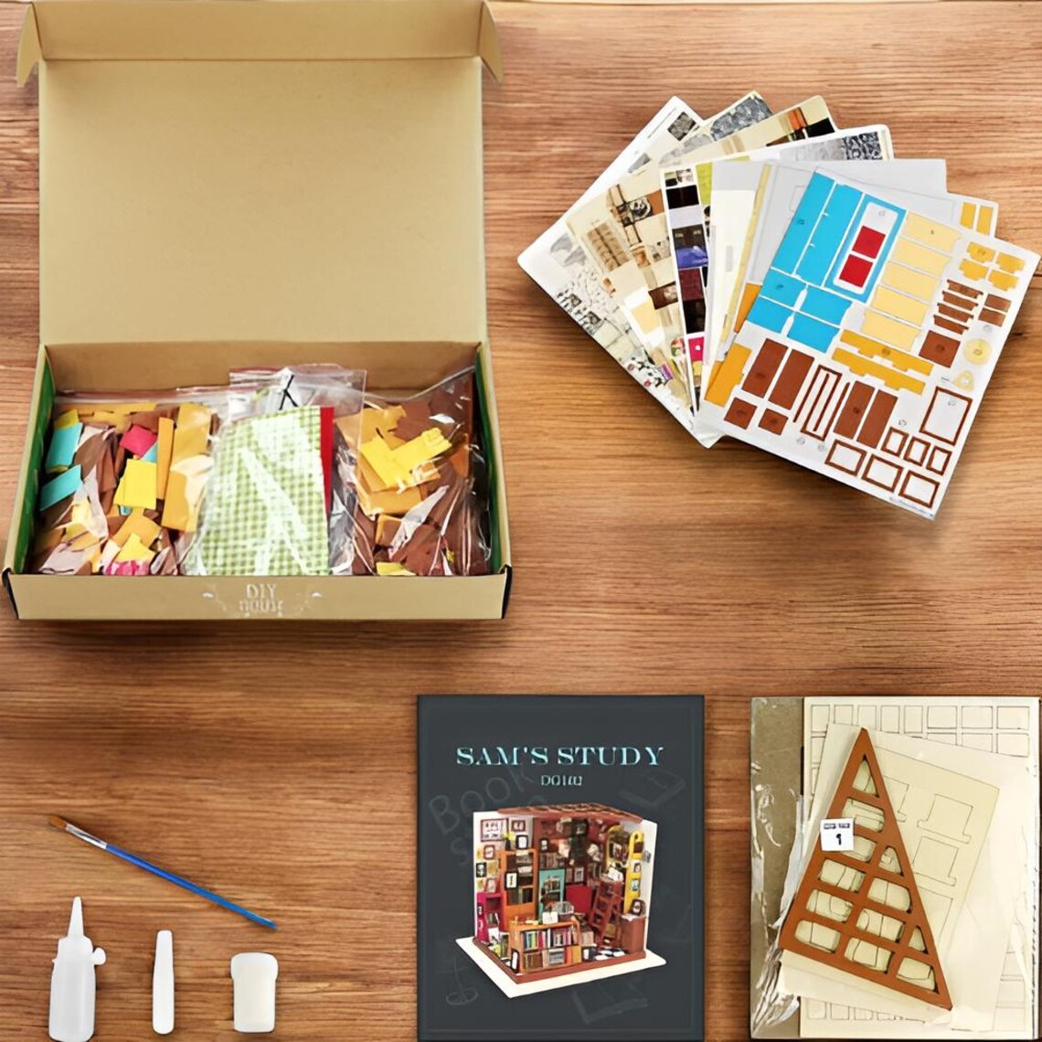 DIY Miniature Library Kit: Dollhouse Model With Furniture - Etsy