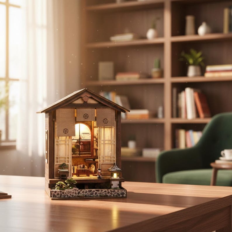 Japanese Tea House Book Nook Kit, 3D Wooden Dollhouse With LED - Etsy ...