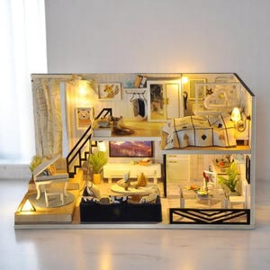 Modern DIY Miniature House Kit: Two-story Loft With LED Lights - Etsy