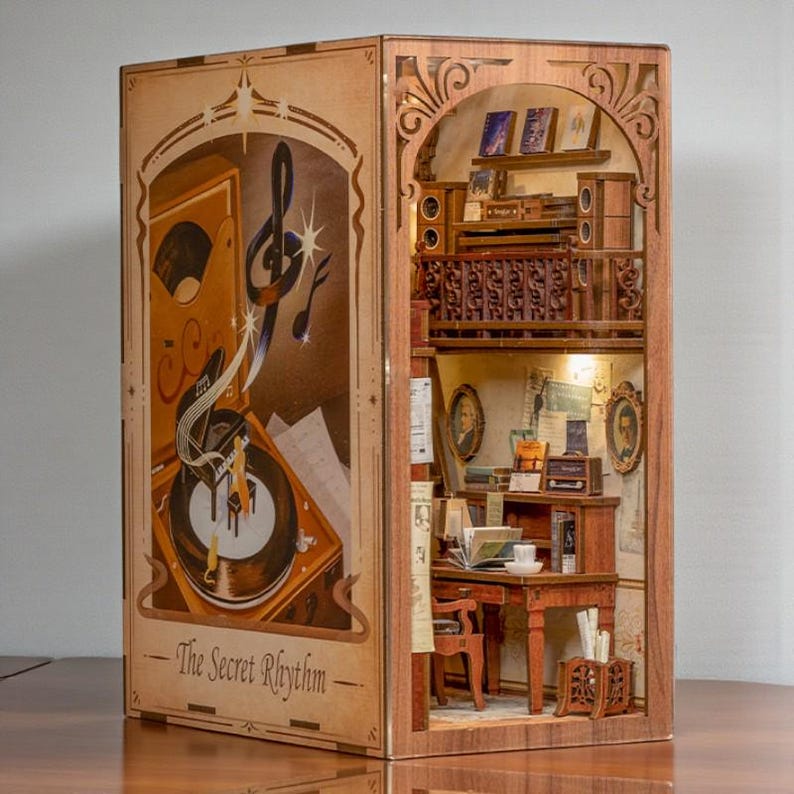 Retro Music Studio Book Nook Kit, DIY Miniature Music Room Rolife ...