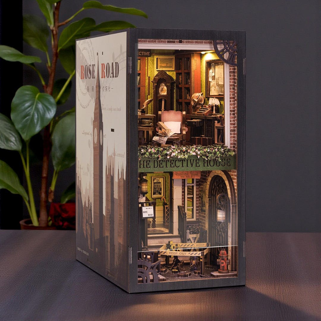 Detective Book Nook Shelf Insert Diorama, Lighted 3D Wooden Puzzle ...