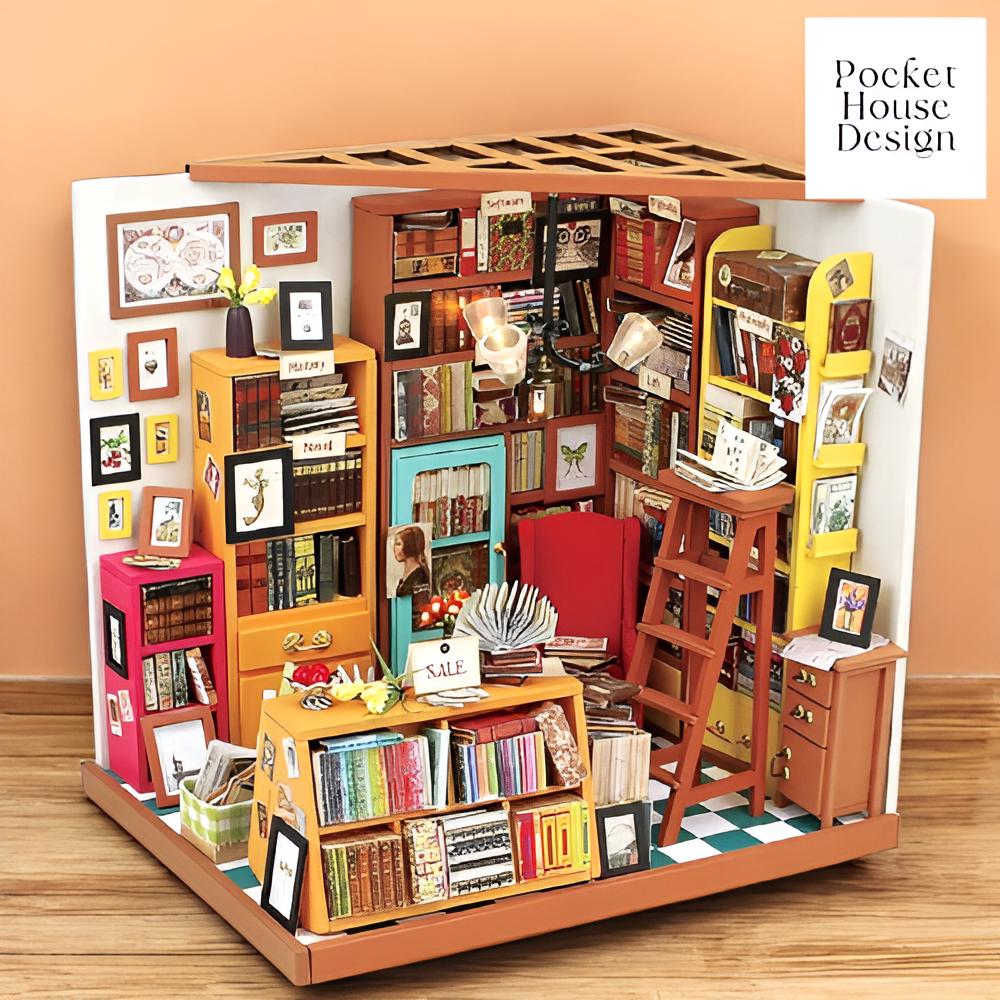 DIY Miniature Library Kit: Dollhouse Model With Furniture - Etsy