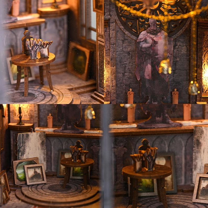 Rolife Miniature Room Kit 3D Wooden Puzzle DIY Dollhouse, Gothic Study ...