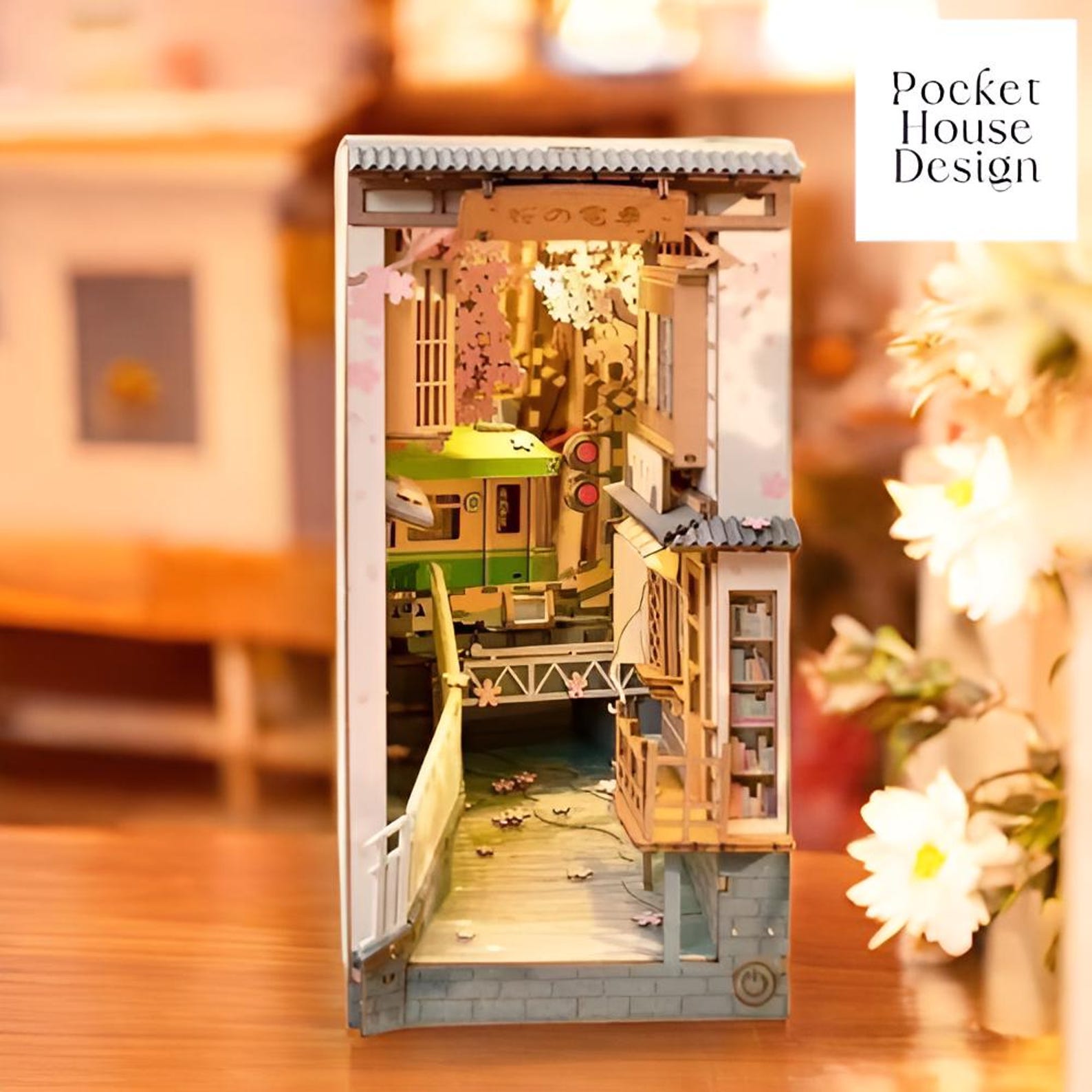 Build Your Own Book Nook Kit DIY Miniature Dollhouse Sakura Densya ...
