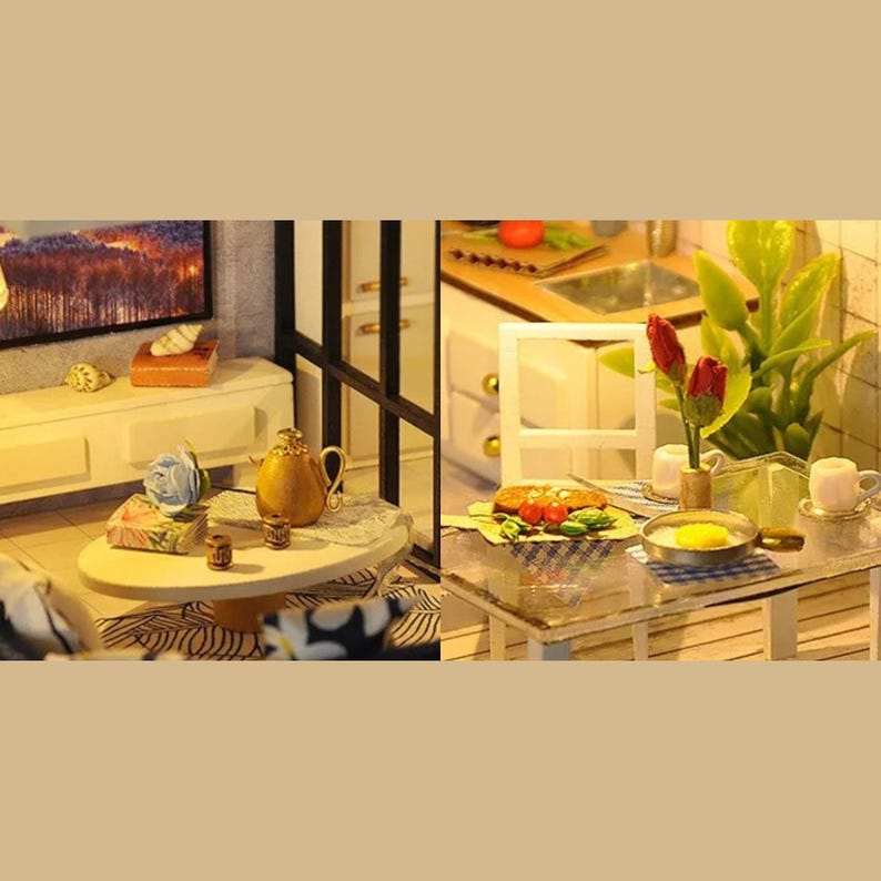 Modern DIY Miniature House Kit: Two-story Loft With LED Lights - Etsy