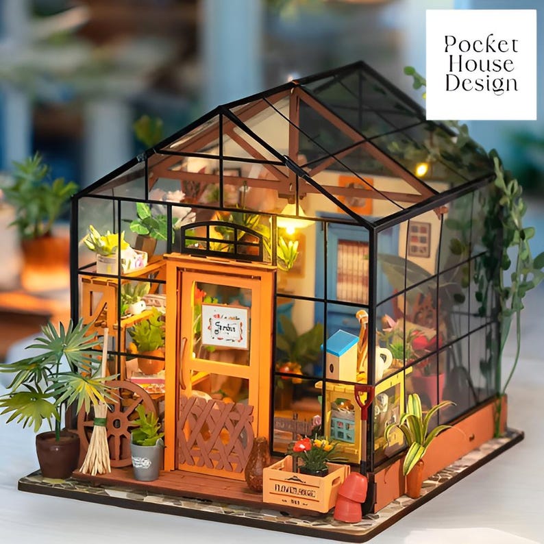 DIY Miniature Greenhouse Kit- Cathy's Flower House With LED Lights ...