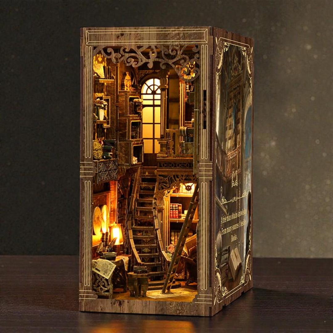 DIY Book Nook Kit, Ancient 3D Bookshelf Insert | Miniature Diorama ...